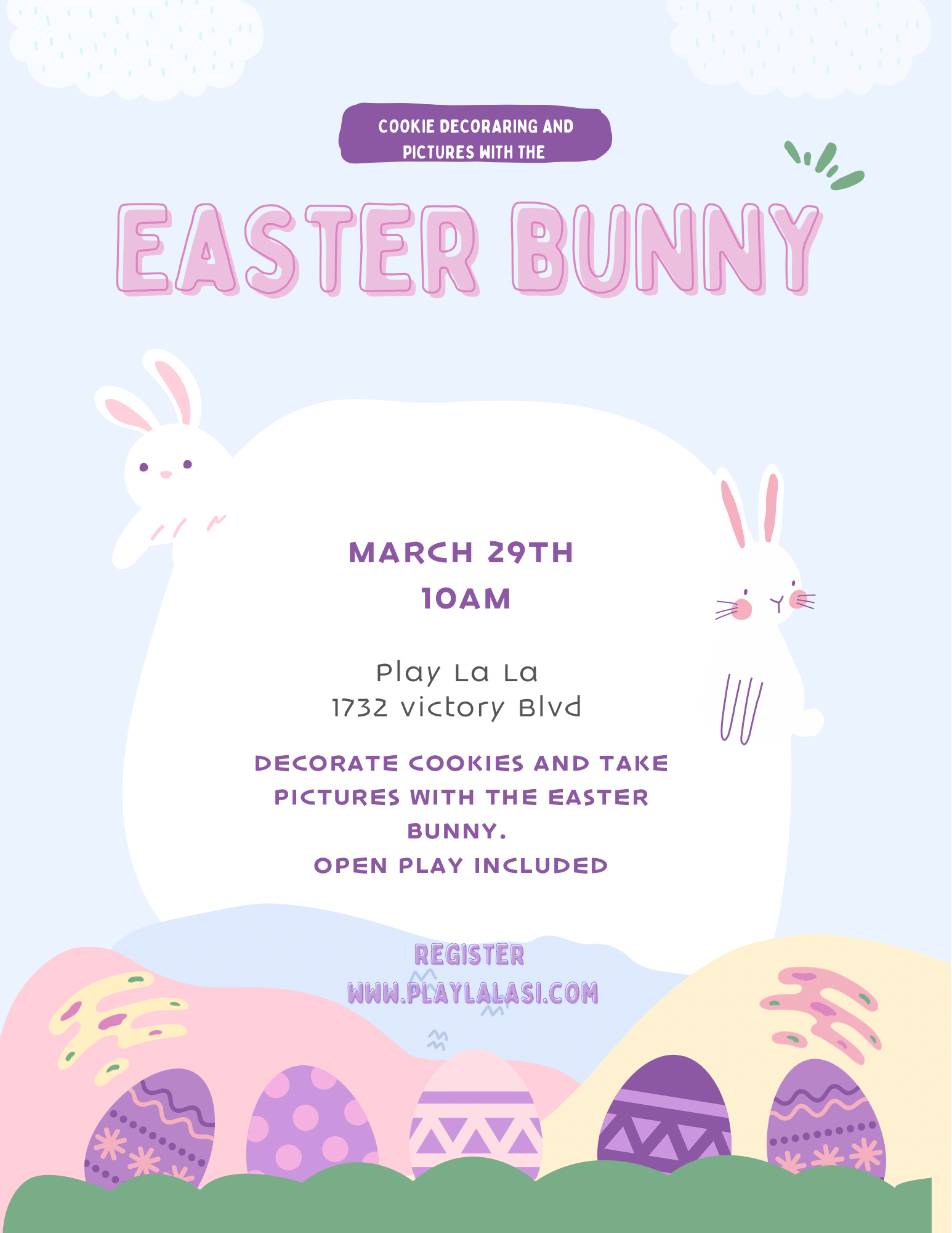 COOKIE DECORATING & PICTURES WITH THE EASTER BUNNY – Play La La